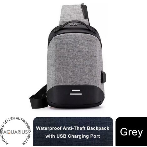 Anti-Theft Waterproof Backpack with USB Charging Port Unisex Small Bag ...