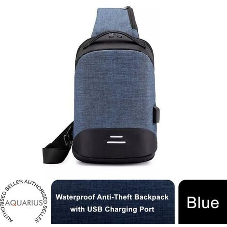 Anti-Theft Waterproof Backpack with USB Charging Port Unisex Small Bag ...