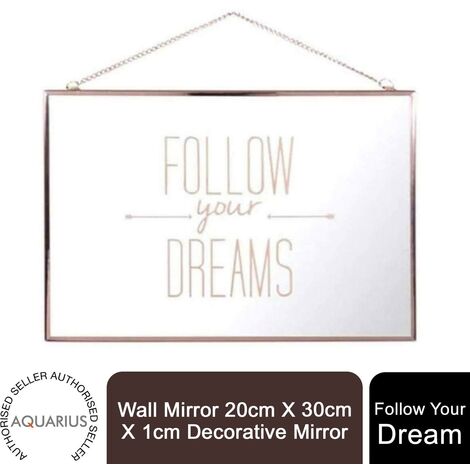 Wall Mirror 20cm X 30cm X 1cm Decorative Follow Your Dream Mirror