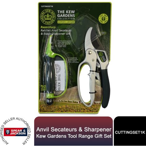 Spear & Jackson Gift Set Anvil Secateurs & Sharpener, Kew Gardens Tool ...