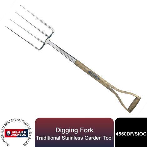Spear & Jackson Digging Fork, Traditional Stainless Garden Tool