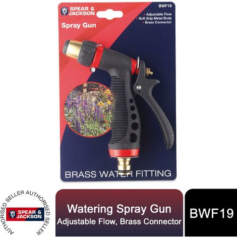 Spear & Jackson Watering Spray Gun, Adjustable Flow, Brass Connector