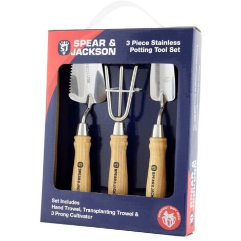 Spear & Jackson Garden Tool Set, 3 Piece Mini Potting, 2 Trowels & Prong