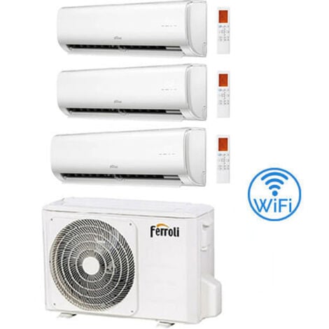 Climatizzatore Condizionatore Ferroli Serie Giada Wifi R32 Trial Split 9000 + 9000 + 12000 BTU ...