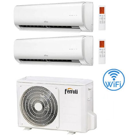 Climatizzatore Condizionatore Ferroli Serie Giada Wifi R32 Dual Split 9000 + 12000 BTU con U.E ...