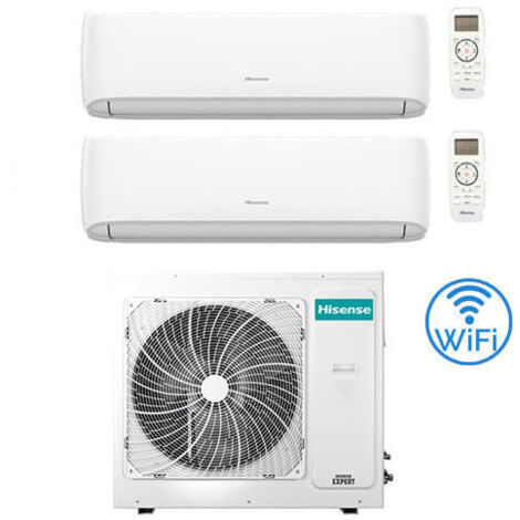 Climatizzatore Condizionatore Hisense Hi Comfort Wifi R32 Dual Split Inverter 7000 + 9000 BTU ...
