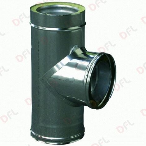 Ala raccordo doppia parete coibentato a T 90o 80 - 130 mm acciaio inox