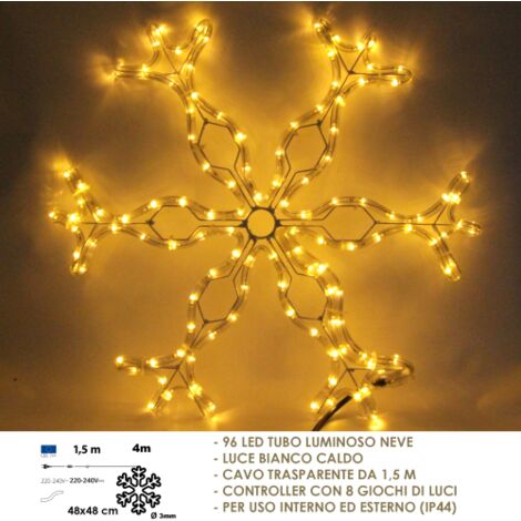 Wisdom tubo luminoso a forma di fiocco di neve di Natale con 96 led ...