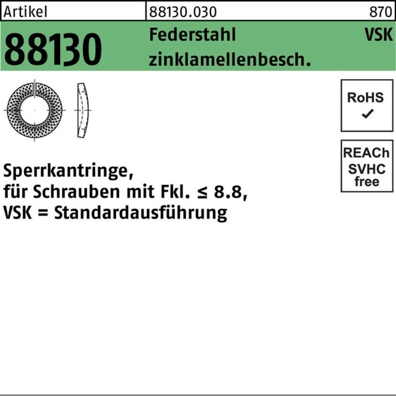 Sperrkantring R 88130 VSK 18 x29,4 x2,8 Federstahl zinklamellenbeschichtet