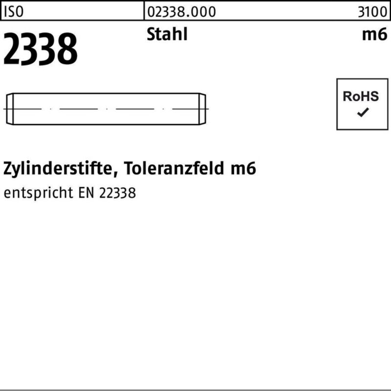 Zylinderstift ISO 2338 14 m6 x 20 Stahl ISO 2338
