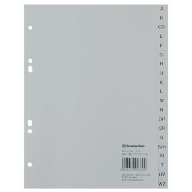 A-Z Register DIN A5 Polypropylen grau 20 Registerblätter