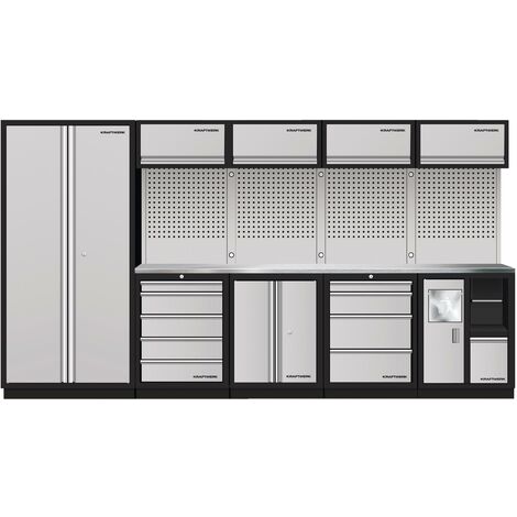 5-Element-Schrankw. mit Lochwand Inox