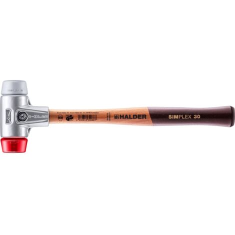 HALDER SIMPLEX Schonhammer Ø 30 mm TPE-mid grau / Plastik rot mit Aluminiumgehäuse