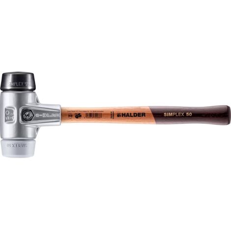 HALDER SIMPLEX Schonhammer Ø 50 mm Gummi / TPE-mid grau mit Aluminiumgehäuse