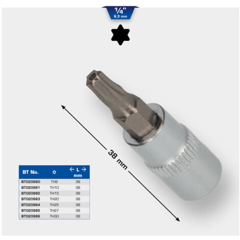 1/4" Torx-Bit-Stecknuss, mit Stirnlochbohrung, TB15