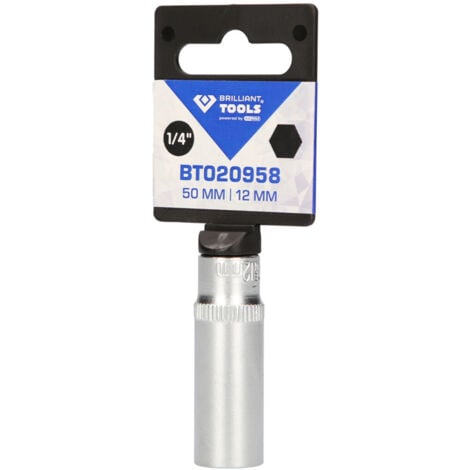 1/4" Sechskant-Stecknuss, lange Ausführung, 12 mm