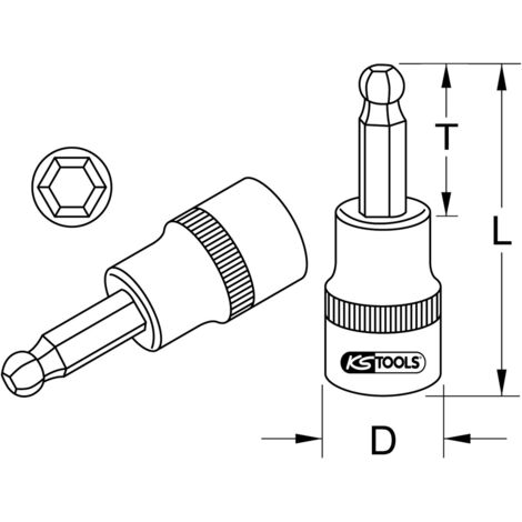 KS-Tools 918.3873 3/8" CHROME+ Bit-Stecknuss Inn