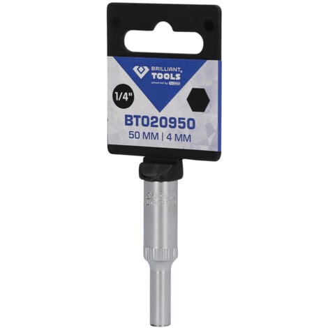 1/4" Sechskant-Stecknuss, lange Ausführung, 4 mm