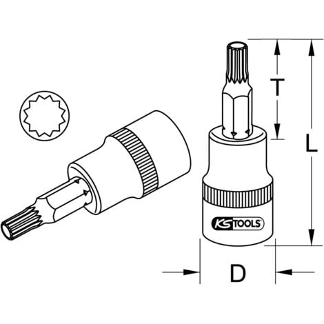 1/2" CHROMEplus Bit-Stecknuss XZN, M14