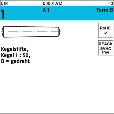 Kegelstift DIN 1 Form B B 10 x 55 A1 gedreht DIN 1