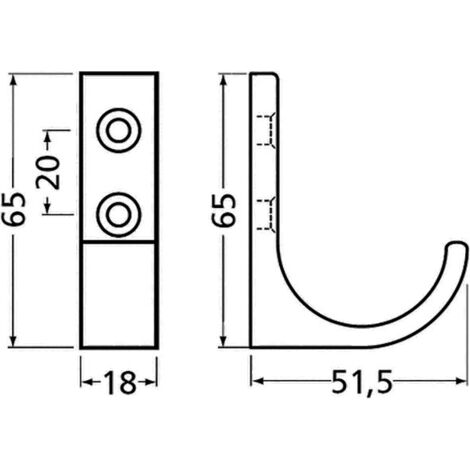 HERMETA 0149-01E Mantelhaken 0149 einfach Ausladung 51,5 mm Aluminium ...
