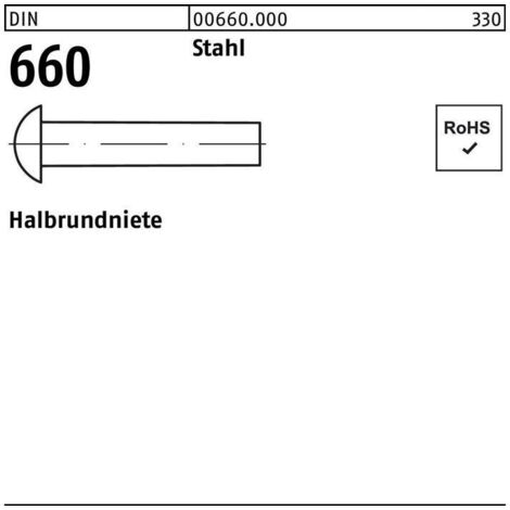 Halbrundniete DIN 660 4 x 8 Stahl