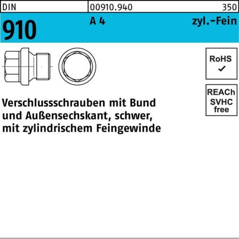 Verschlußschraube DIN 910 m.Bund/Außen-6-kant M 30 x 1,5 A 4