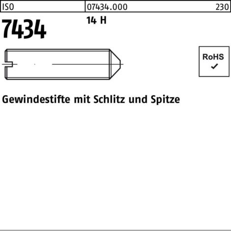 Gewindestift ISO 7434 m.Spitze/Schlitz M 1,6 x 2 14 H