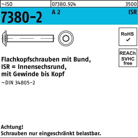 Flachkopfschraube ISO 7380-2 m.Bund/Innensechsrund VG M 4 x 25 -T20 A 2