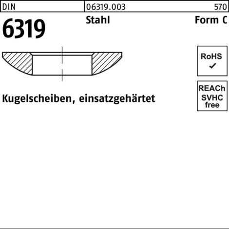 Kugelscheibe DIN 6319 Form C C37 x68 x14 Stahl einsatzgehärtet