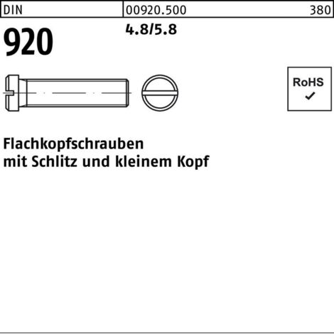 Flachkopfschraube DIN 920 m.Schlitz M 3 x 4 4.8/5.8