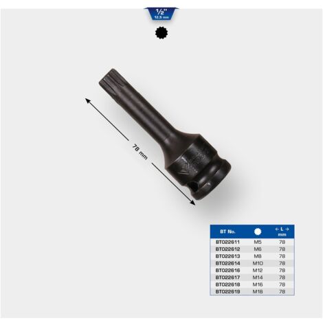 BRILLIANT TOOLS 1/2" Kraft-Bit-Stecknuss XZN M10 - BT022614