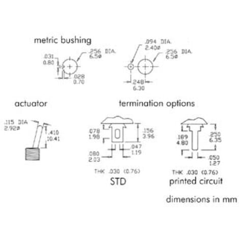Vertikaler kippschalter spdt ein ein - leiterplattentyp