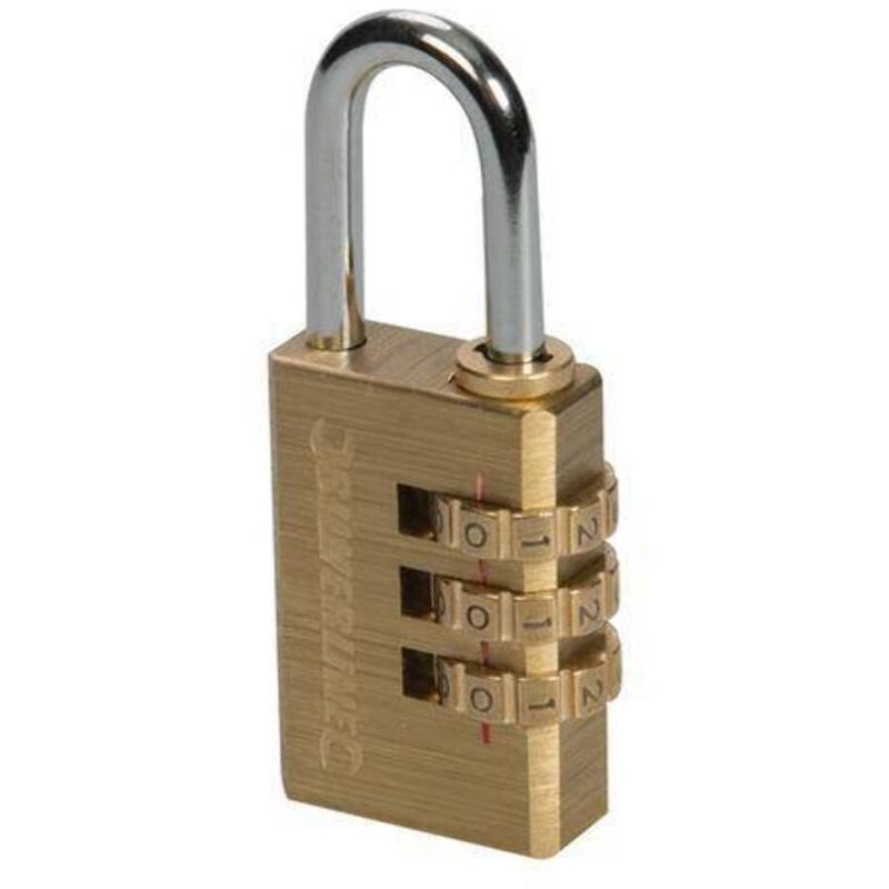 Silverline Combination Padlock Brass - 3-Digit