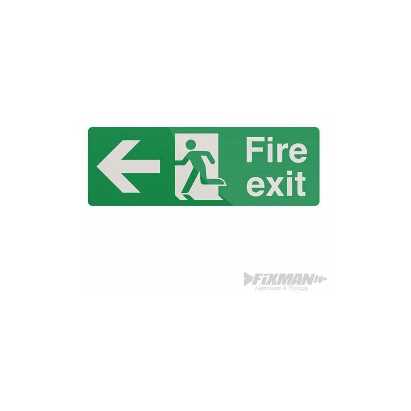Fire Exit Left Arrow Sign - 400 x 150mm Self-Adhesive