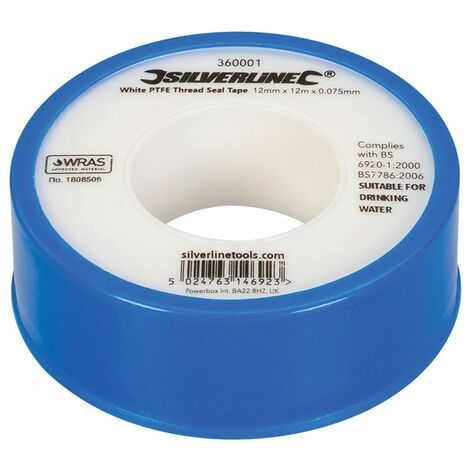 Silverline White PTFE Thread Seal Tape 10pk 12mm x 12m 250475