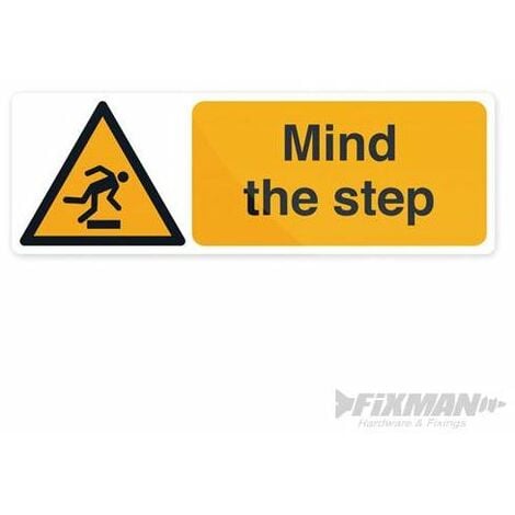 Mind The Step Sign - 300 x 100mm Self-Adhesive