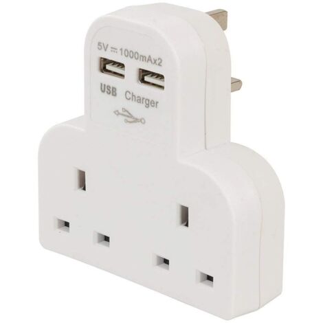 Powermaster Dual Socket T Adaptor with Twin USB - 2100mAh Combined