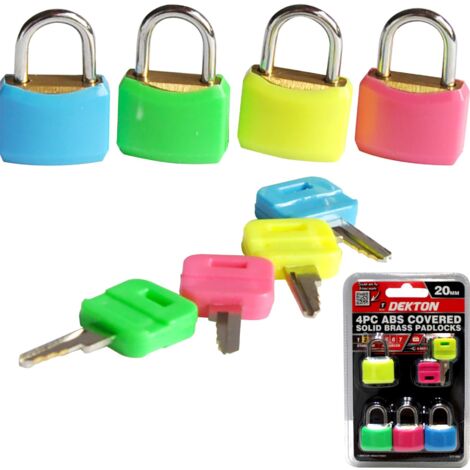 Dekton DT71060 Abs Covered Solid Brass Padlock 4pc Set 20mm