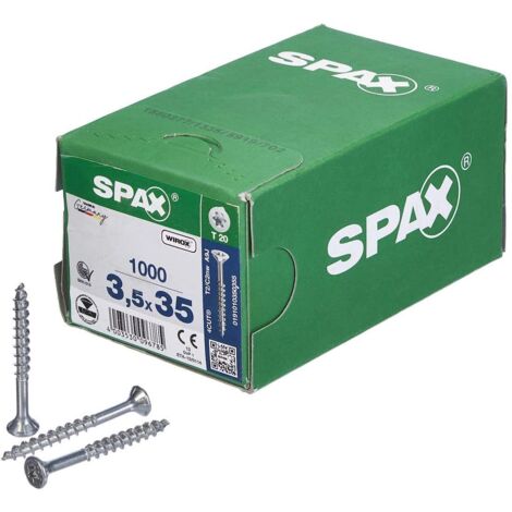 Caja de: 1000 Uds. Tornillo Spax Cabeza Plana Torx Zincado 3,5x16