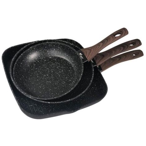 Set 2 padelle Ø20-Ø24 + Griglia 28 cm Thulos, rivestimento in pietra.