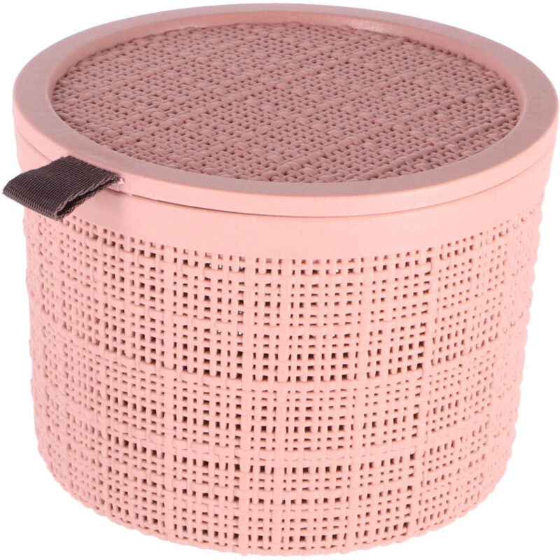 Boîte de rangement 2l ronde avec couvercle Jute recyclé rose