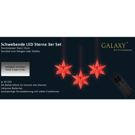 Sterne LED kabellos ø13cm rot 3er Set