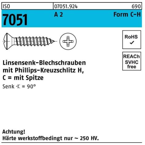 ISO 7051 m.Spitze/Kreuzschlitz-PH