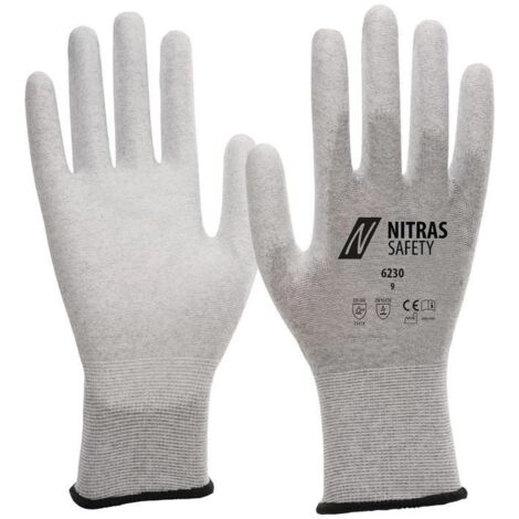 Gant 6230 taille 8 gris/blanc EN 388, EN 16350 catégorie EPI II EN 388 ...