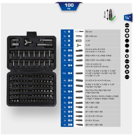 Set d’embouts, 100 pcs