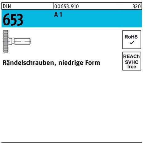 Vis moletée haute DIN 653 niedrige Form l 20 mm