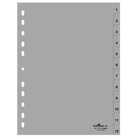 Register PP A4 1-12 volldeckend grau 12teilig