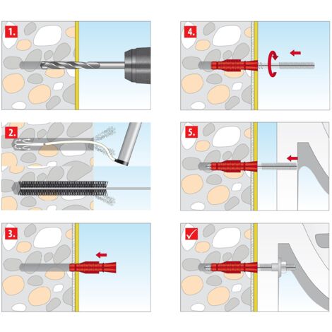 Fixation pour urinoir TOX M 10x140mm avec cache diamètre 24mm chromé