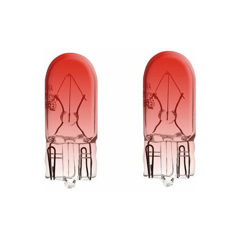 2x ampoule 12V 5W T10 W2,1x9,5D wedge rouge voiture moto tracteur remorque éclairage universel ...